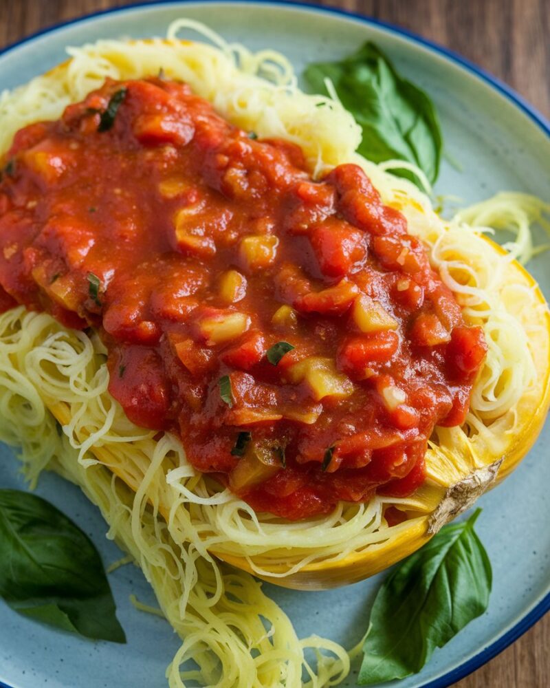 Spaghetti Squash with Marinara Sauce: Low-Carb