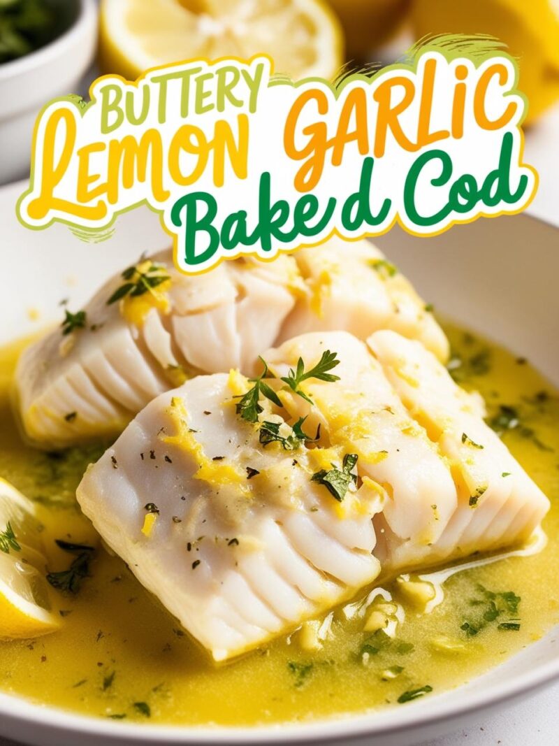 Buttery Lemon Garlic Baked Cod Recipe | Easy Dinner
