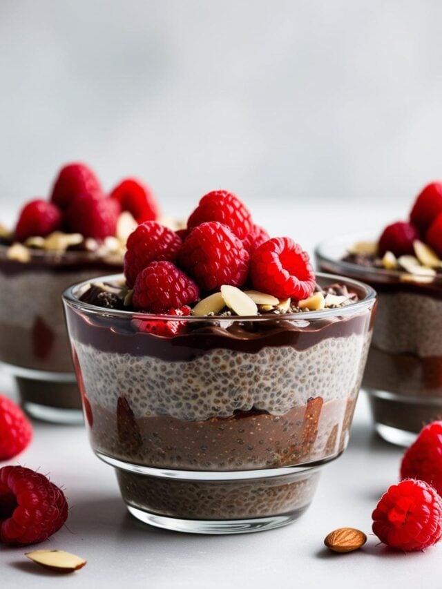 Decadent Raspberry, Chocolate & Almond Chia Pudding