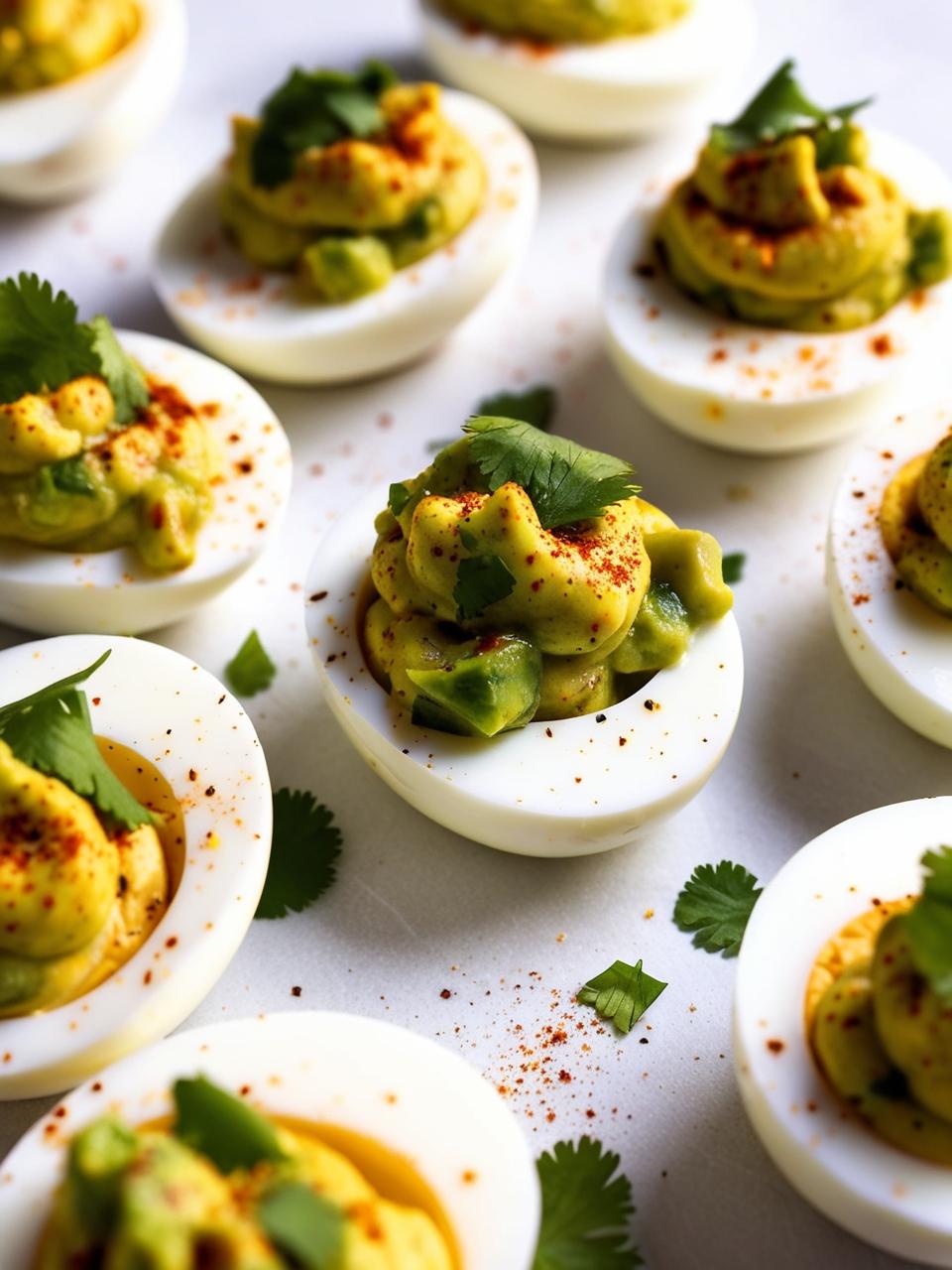 Spicy Guacamole Deviled Eggs with a Zesty Twist